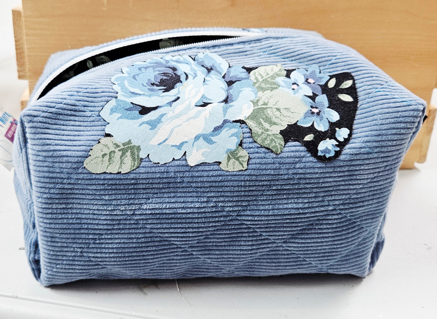 Cosmetic/Shower Bag - Light Blue with Flowers – AMC Collective
